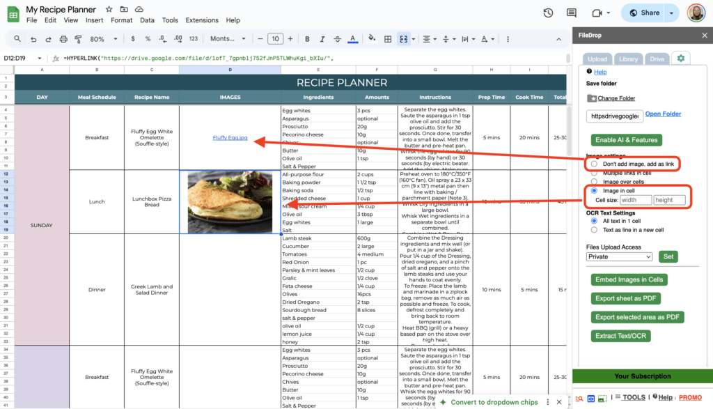 How to Make a Recipe Template in Google Sheets for Easy Meal Planning ...