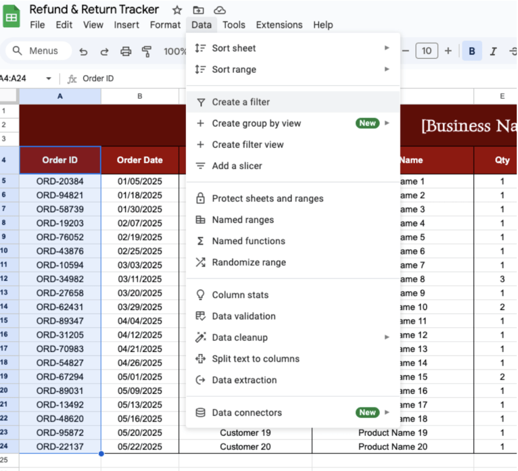 How to Build a Refund & Return Tracker Using Google Sheets - FileDrop