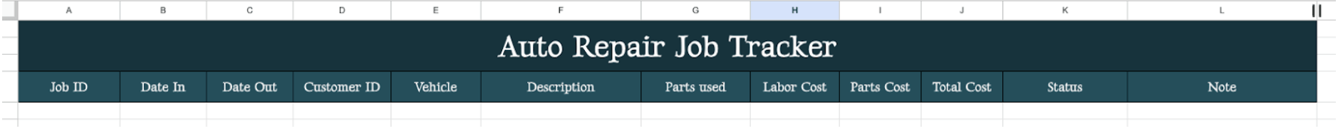 How to Create an Auto Repair Management Template in Google Sheets ...