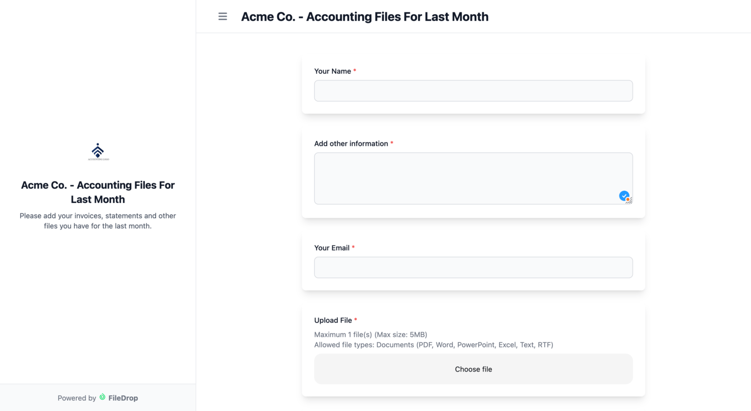 Secure File Requests and Document Collection - FileDrop
